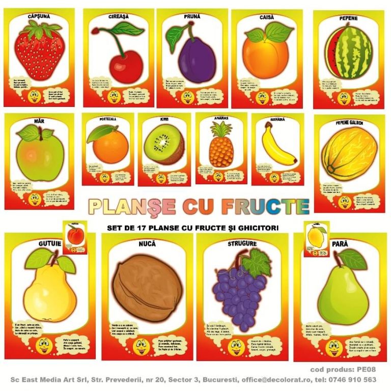 Planse cu Fructe - Materiale Didactice Gradinita | Eduprescolar.ro